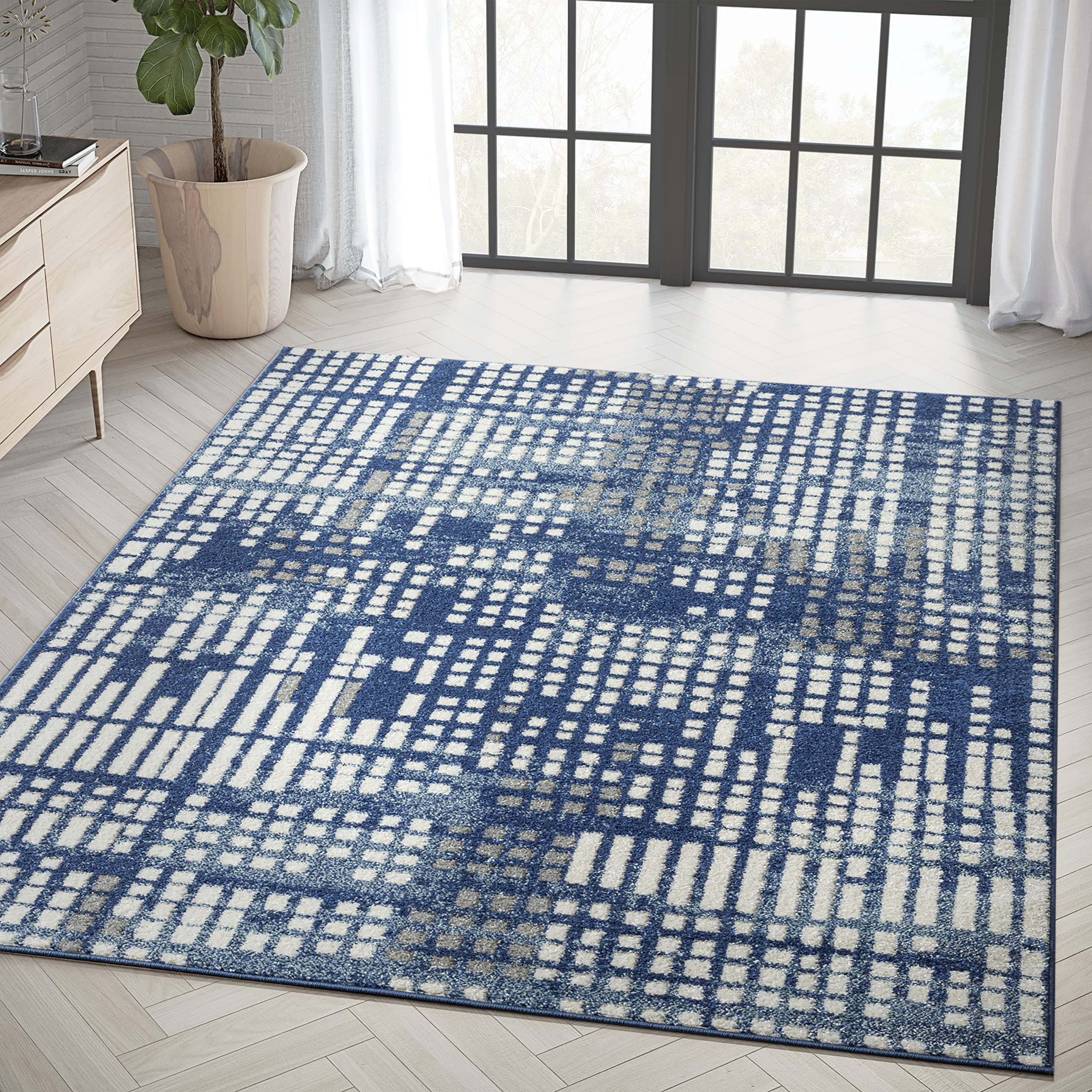 Abani Casa Collection Blue 8' x 10' Abstract Modern Area Rug - Walmart.com