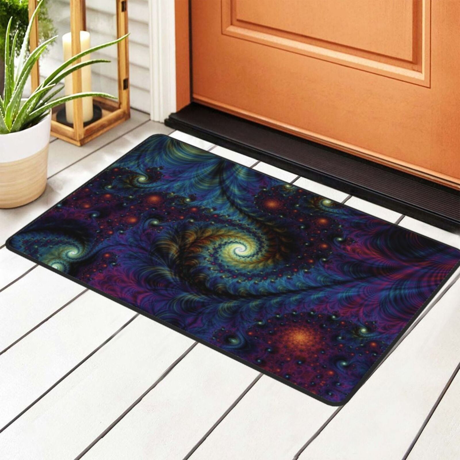 ZICANCN Area Rugs Doormat , Abstract Fractals Spiral Facecloth Non-Slip ...