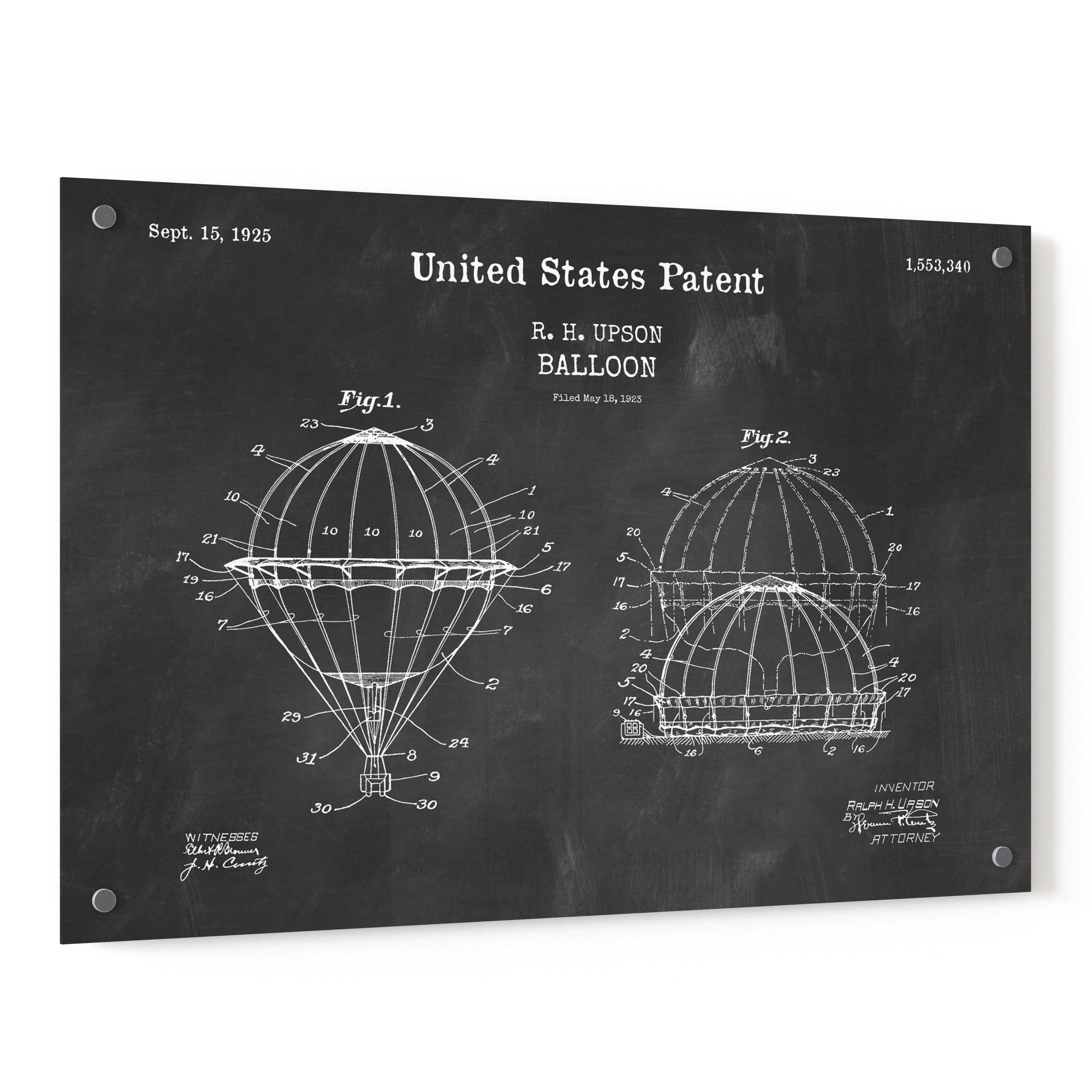 Epic Art 'Balloon Blueprint Patent Chalkboard,' Acrylic Glass Wall Art ...