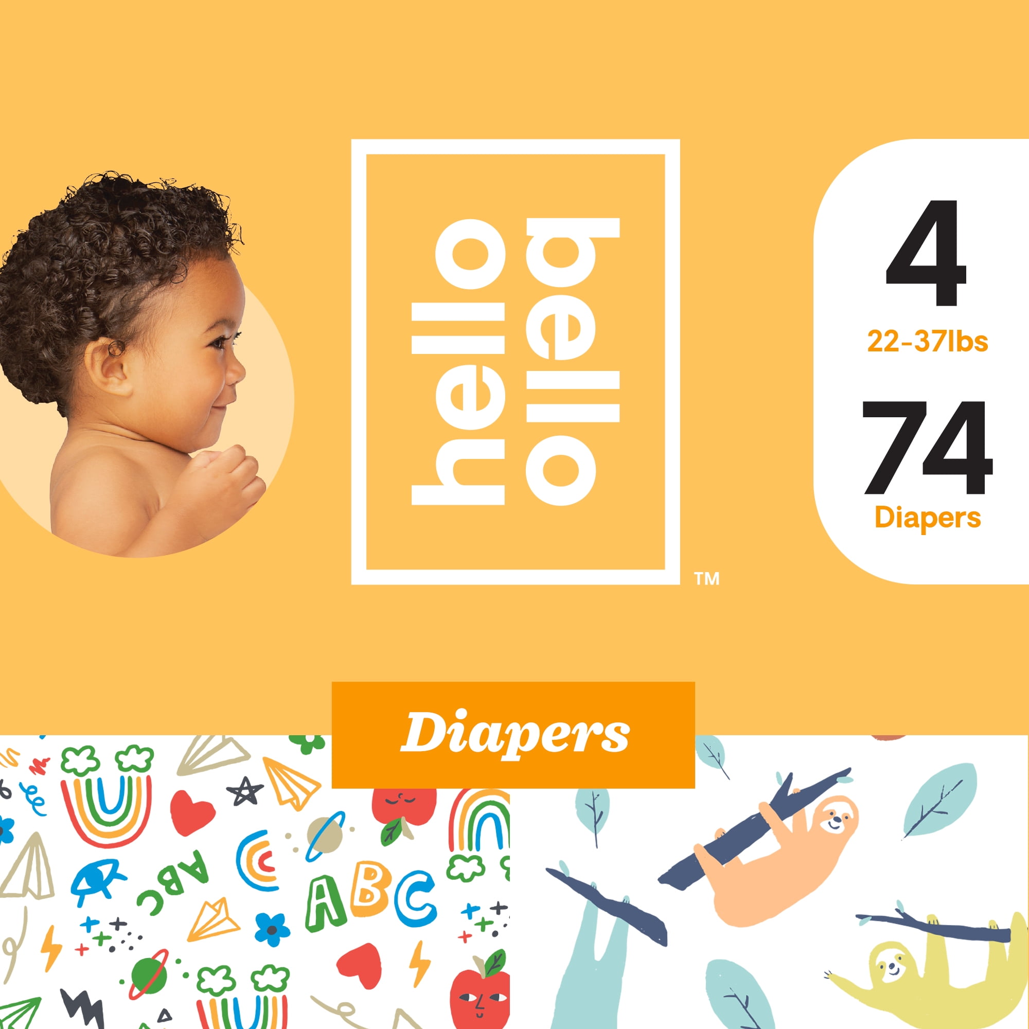 Hello Bello Diapers Club Box - Sleepy Sloths & Doodles - Size 4 (74ct ...