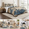 90x96in Quilt Bedding Set, Tropical Coconut Tree Silhouette Lightweight ...