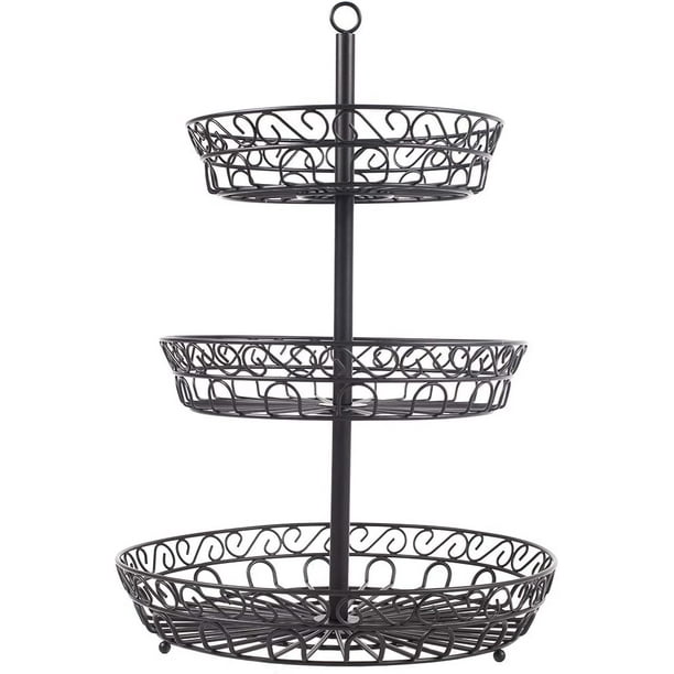 Cake Stand 3 Tier Fruit Stand Decorative Fruit Basket Vintage Black 36 ...