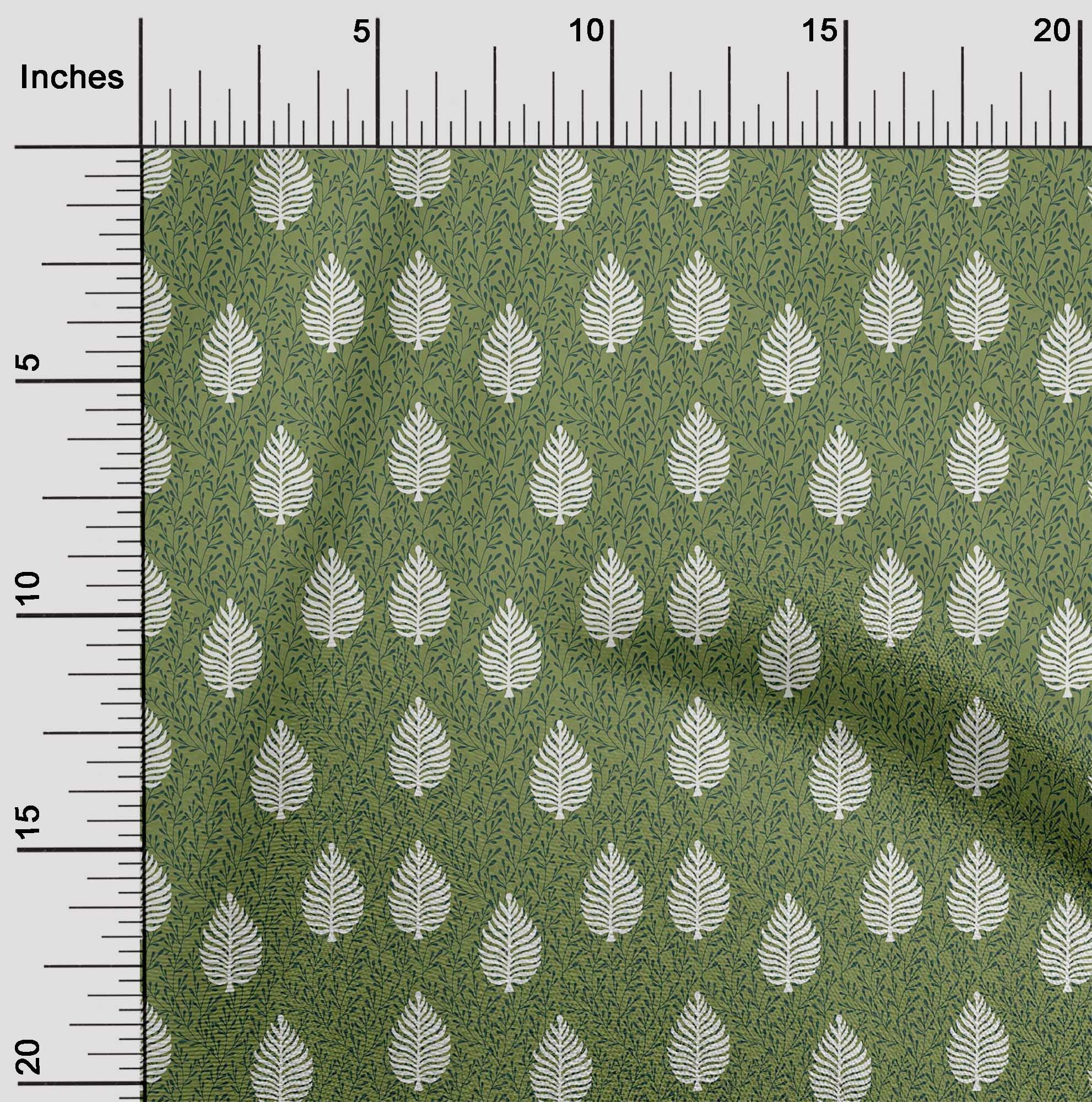 oneOone Organic Cotton Voile Fabric Leaves Block Print Fabric By Yard ...