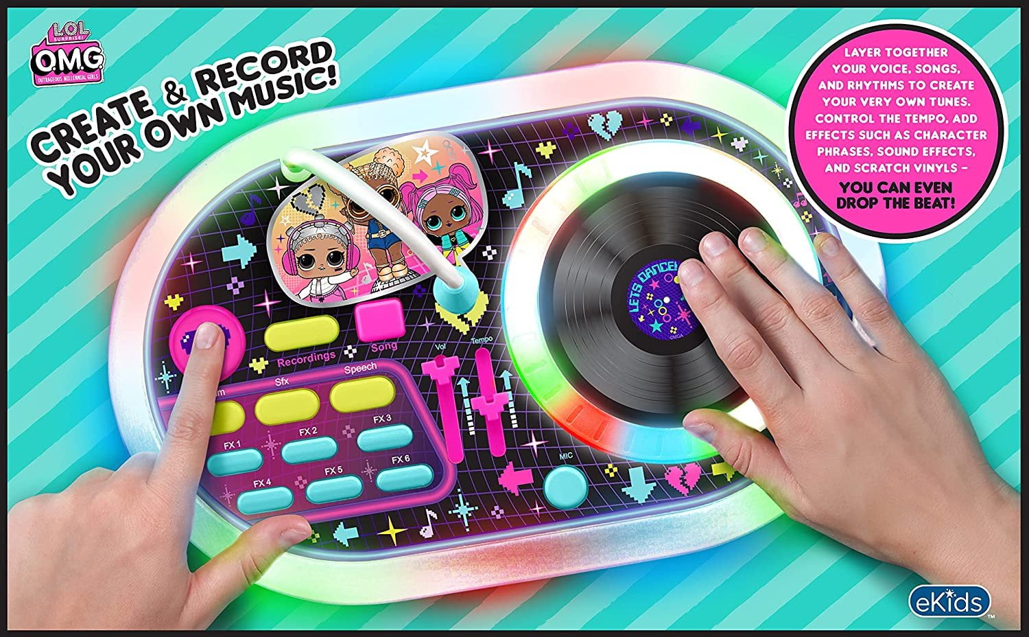 Buy eKids LOL Surprise DJ Party Mixer Turntable Toy with Built in ...