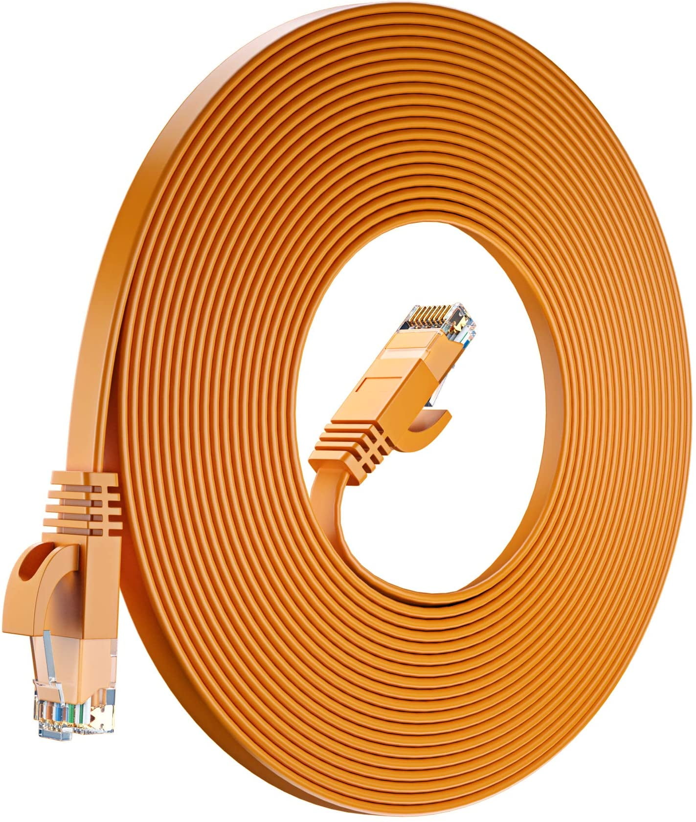 Cat 6 Ethernet Cable 100 ft, Flat Wire, (1 Pack) Orange, Cat6 Cable ...