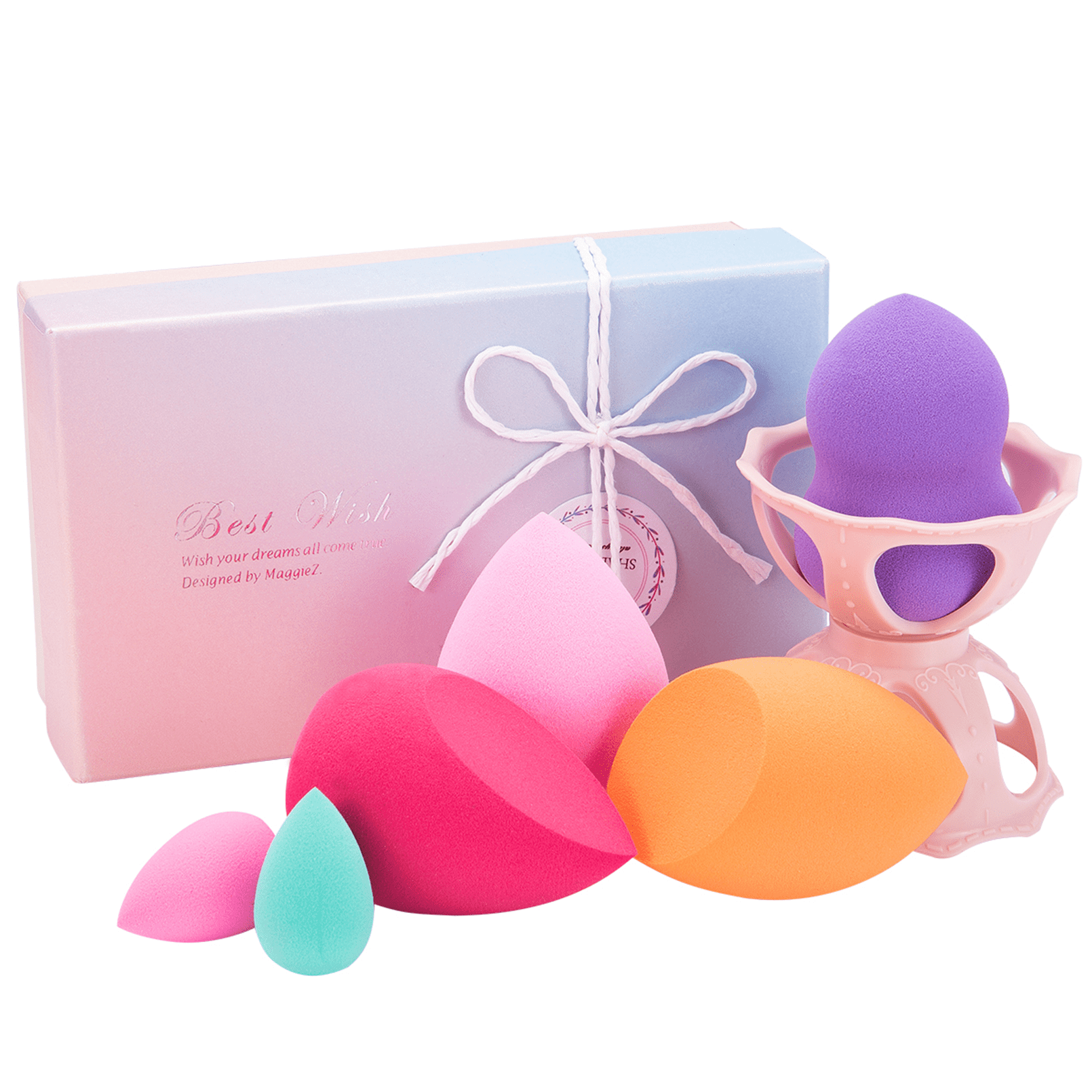 FITDON Makeup Sponge Blender Set, 6 Pieces Latex-Free Beauty Foundation ...