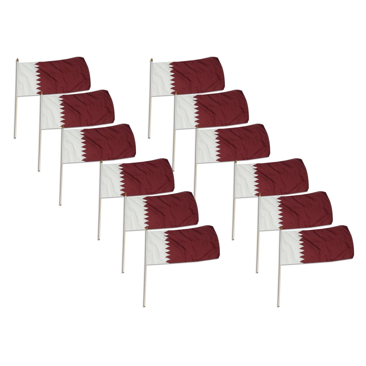 Qatar Stick Flag Silk-like Material Rectangular 12in x 18in - 12 PK ...