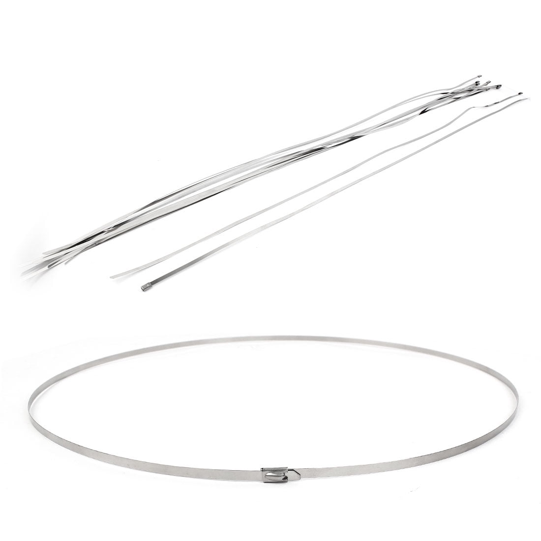 Unique Bargains 10PCS 4.6mm x 1000mm Stainless Steel Cable Pipe Tie ...