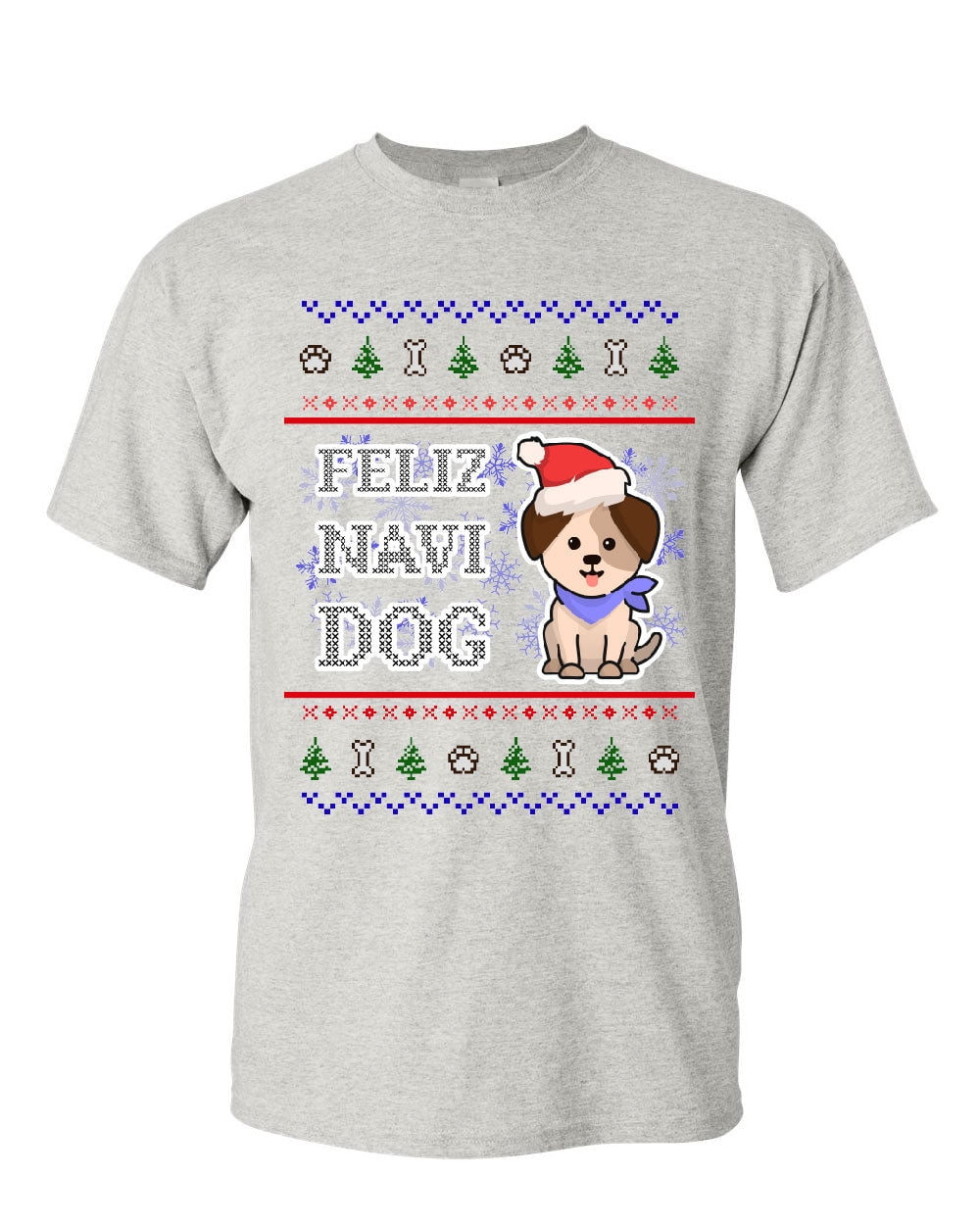 Tee Hunt Feliz Navi Dog Ugly Sweater T-Shirt Christmas Xmas Pet Paws ...