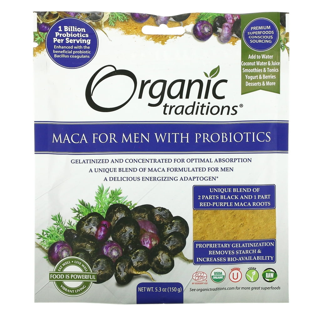 Organic Traditions Maca For Men With Probiotics, 5.3 oz (150 g ...