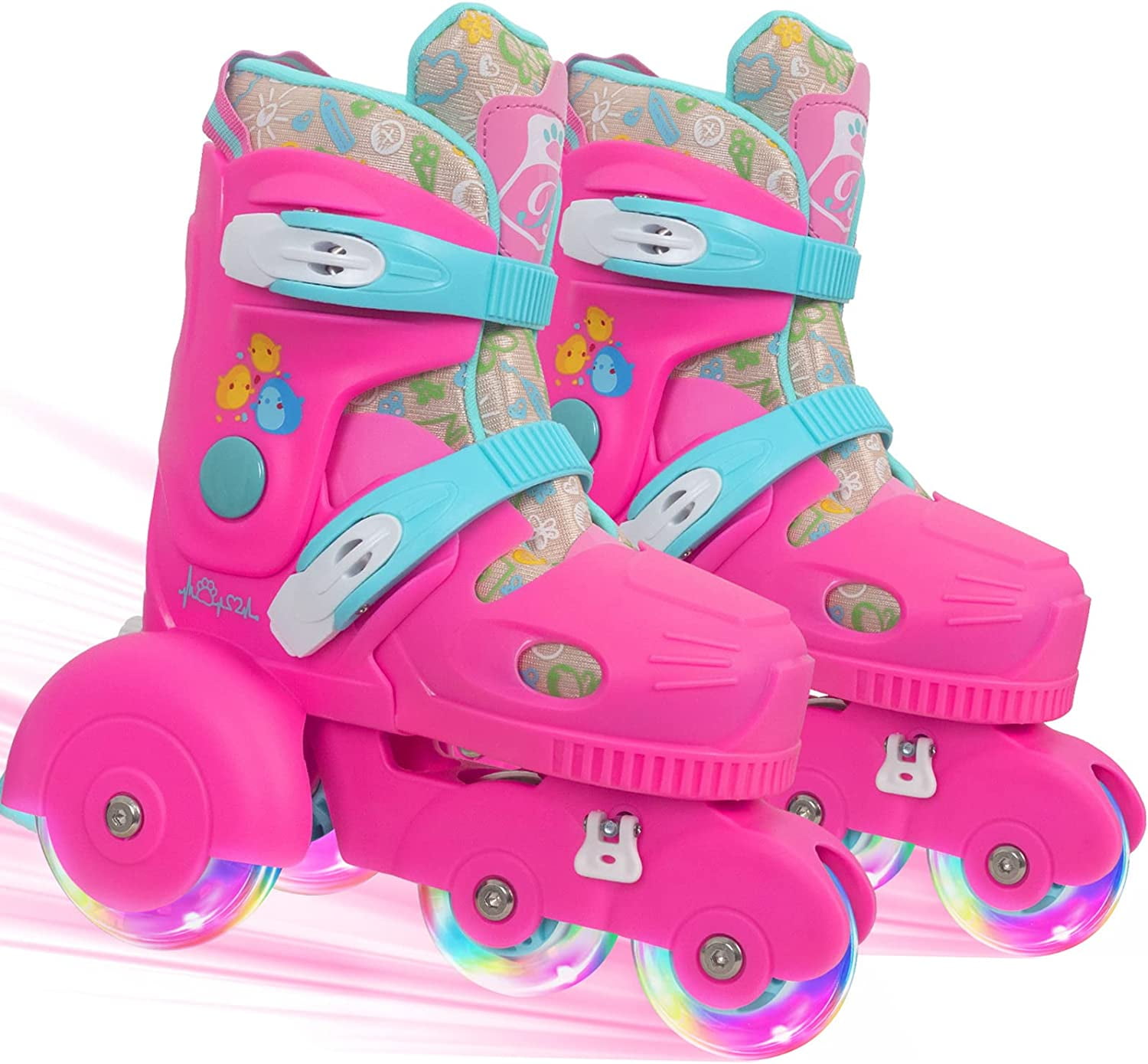 Nattork Roller Skates for Toddler Girls Boys 3-Point Balance with Light ...