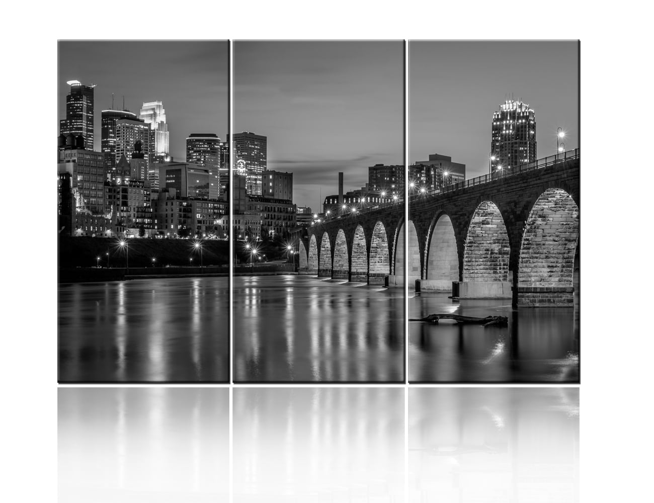 TISHIRON 3PCS Framed Canvas Wall Art Set,42"x28" Night City of ...