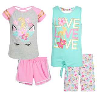 renvena Kids Girls Workout Clothes 2Pcs Crop Tops with Athletic ...