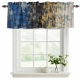 Blue Yellow 2 Panels Kitchen Valance, Abstract Indigo Blue Yellow ...