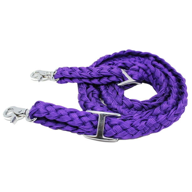 Roping Knotted Horse Tack Western Barrel Reins Nylon Braided Purple ...