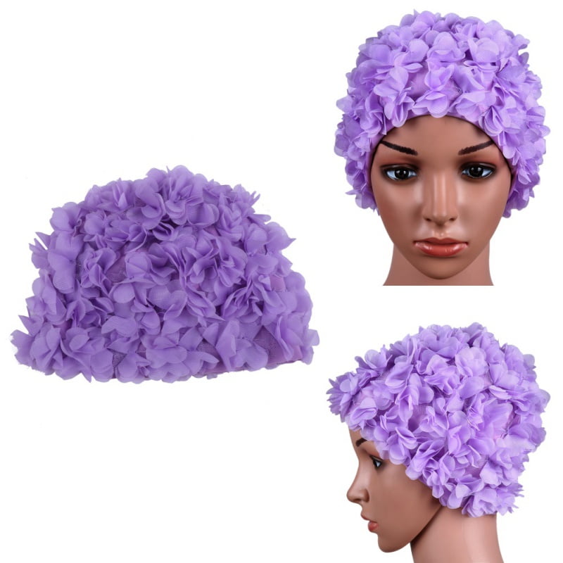 Floral Vintage Ladies Woman Swim Cap Petal Retro Swimming Hat Flower ...