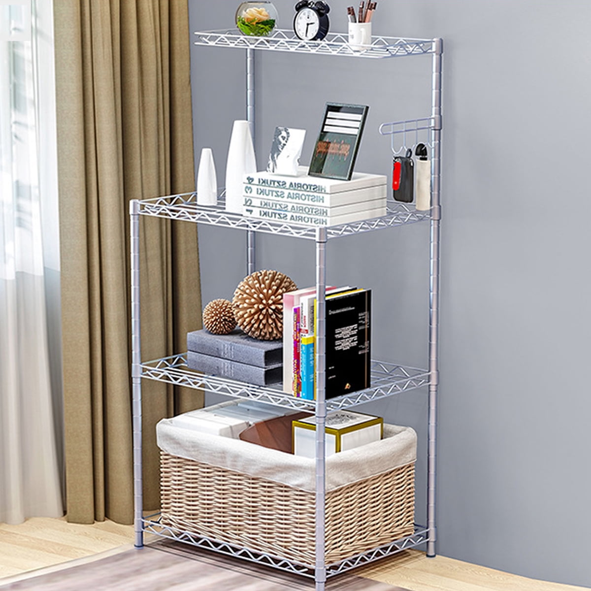 4 Tiers Adjustable Space Saver Organizer Metal Storage Rack Microwave ...