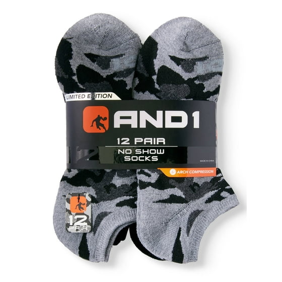 AND1 - Men's Limited Edition No Show Socks 12-Pack - Walmart.com