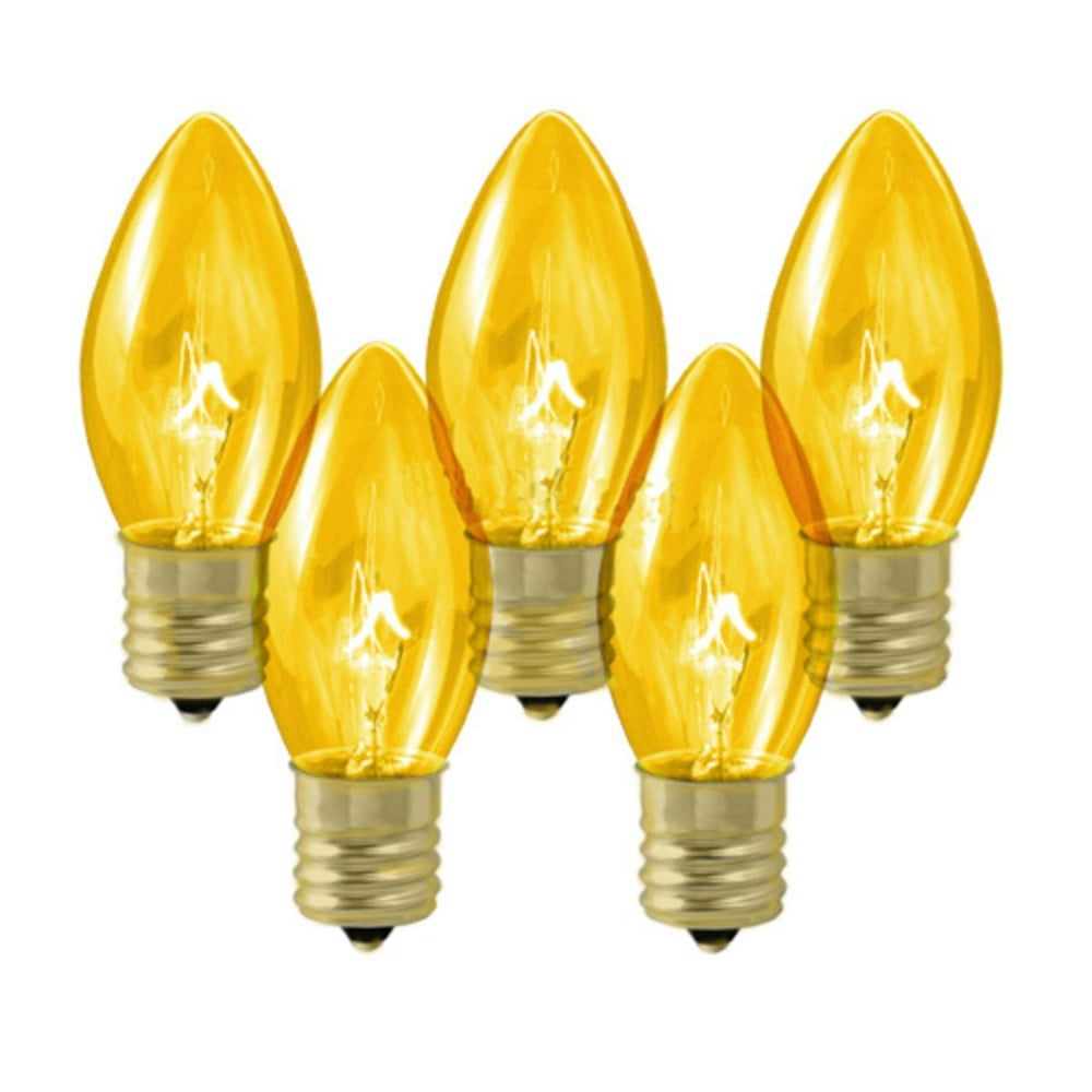 Club Pack of 25 C9 Transparent Gold Replacement Christmas Light Bulbs ...