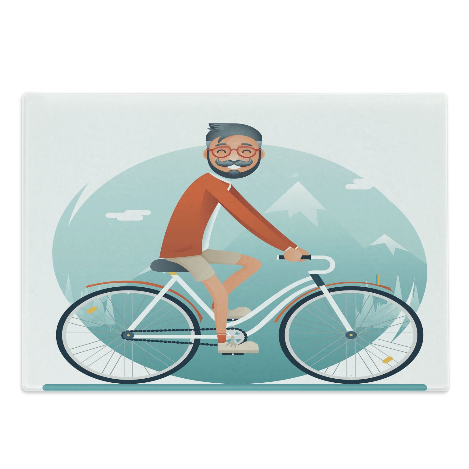 Geek Cutting Board, Geek Hipster Guy Riding a Vintage Bicycle and ...