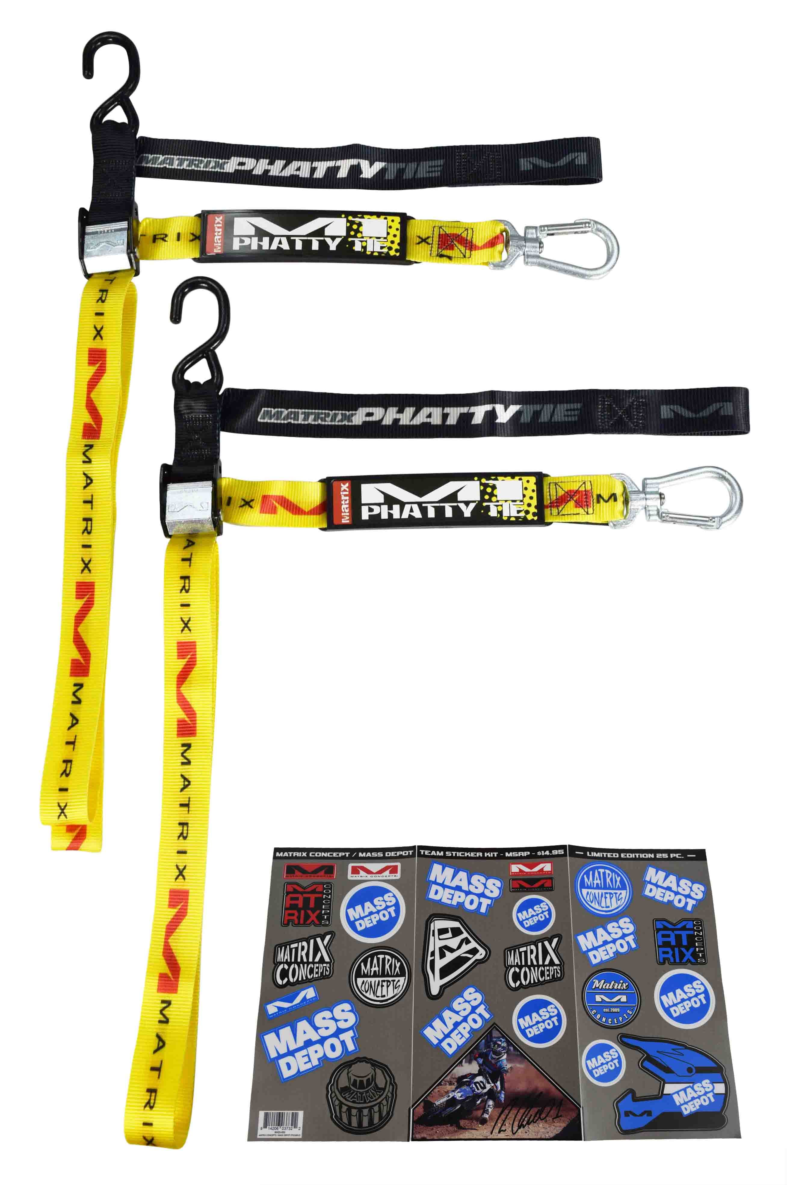 Matrix Concepts M1 Phatty Motorcycle Yellow Tie-Down Straps Set 1.5 ...