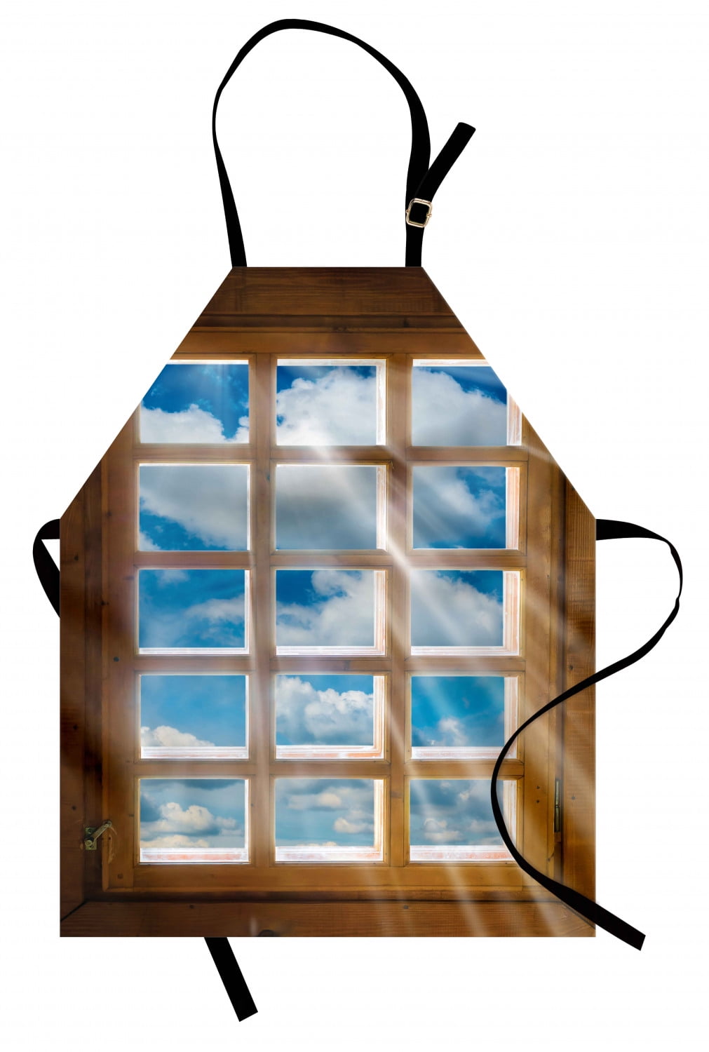 Rustic Apron Wooden Window with Beaming Sun Scenic View of Sky and ...