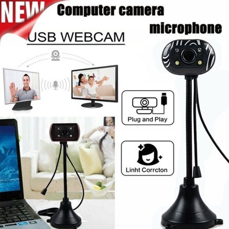 USB Microphone Desktop HD Webcams Built-in Night LED Lights for ...