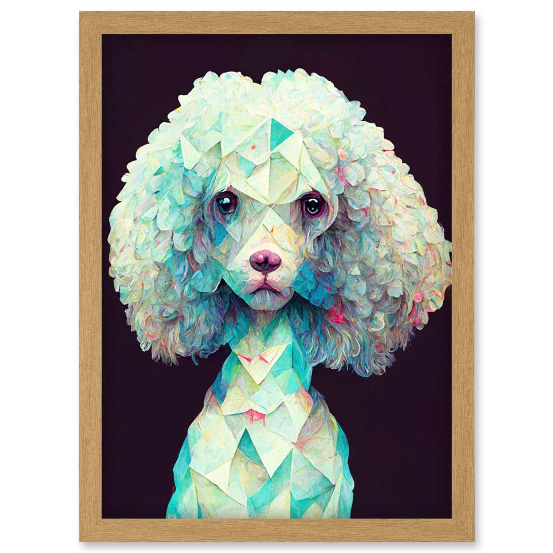 The Polygon Poodle Abstract Teal Dog Painting Artwork Framed Wall Art ...