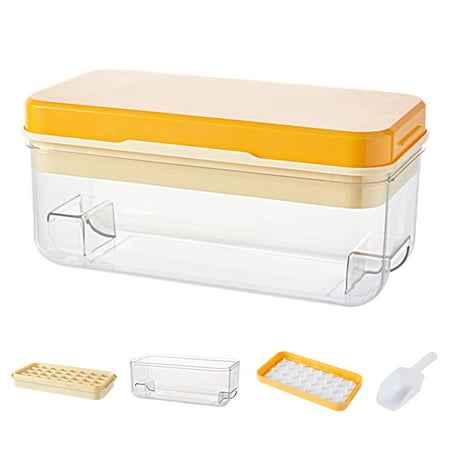 64 Nuggets Ice Cube Tray Easy Release Ice Maker With Lid Storage Bin ...