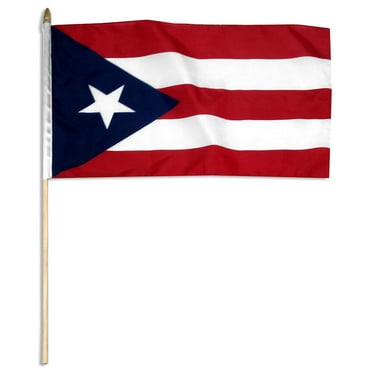 12x18 12"x18" Puerto Rico Rican Stick Flag wood staff Polyester (24 ...