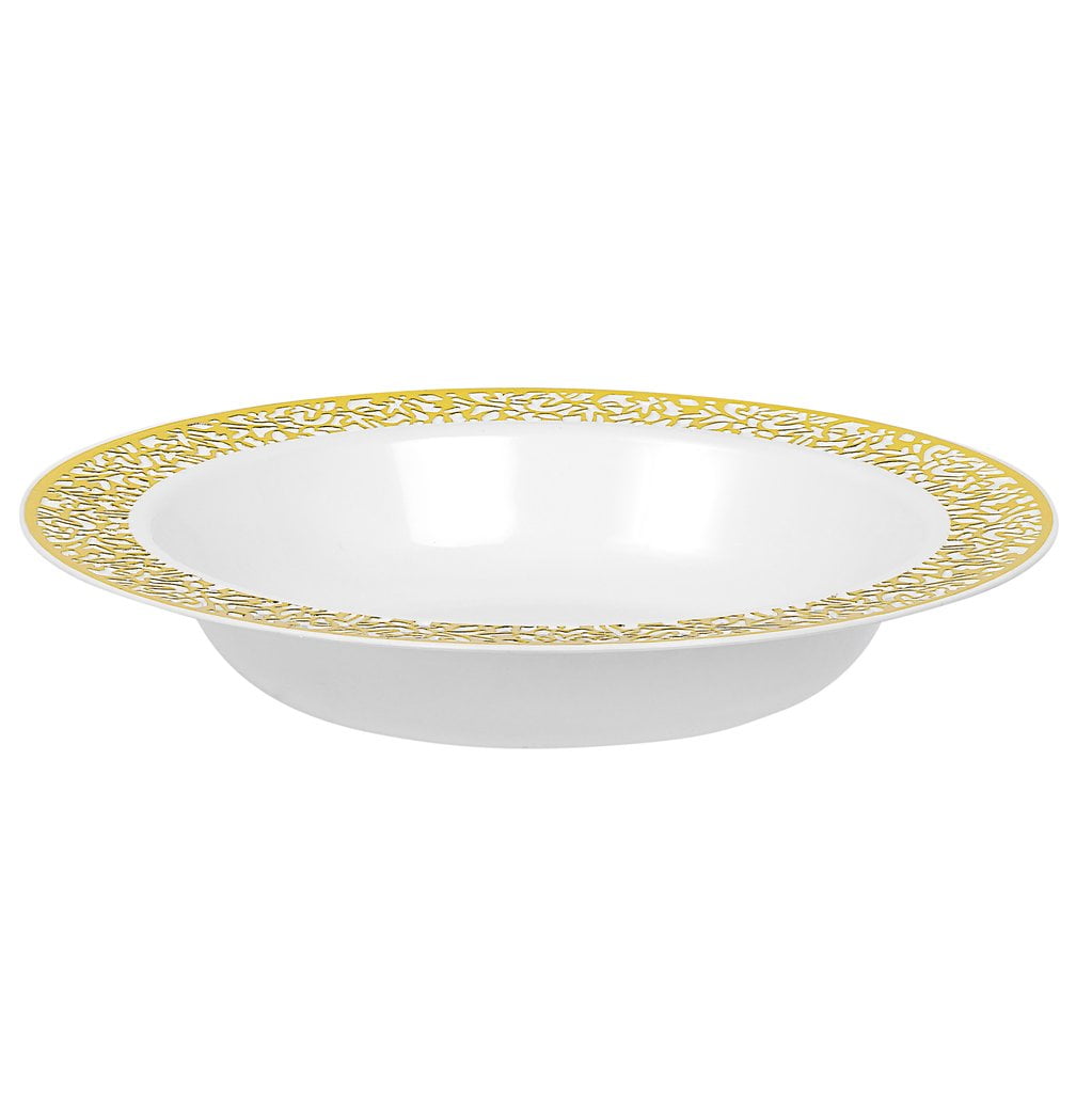 1 Set, Lace Plastic Disposable Soup Bowls 7.5" (10/Pk) - White Gold ...