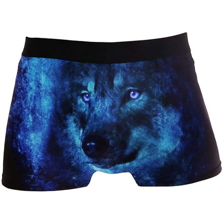 Fantasy Mystical Wolf in Beautiful Blue Halloween Print Mens Boxer ...