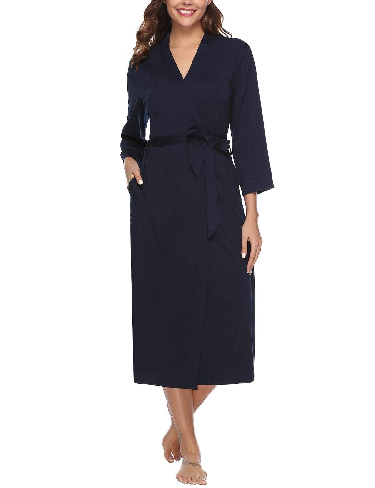 OmicGot Women Robes Lightweight Cotton Long Robe Knit Bathrobe Soft V ...