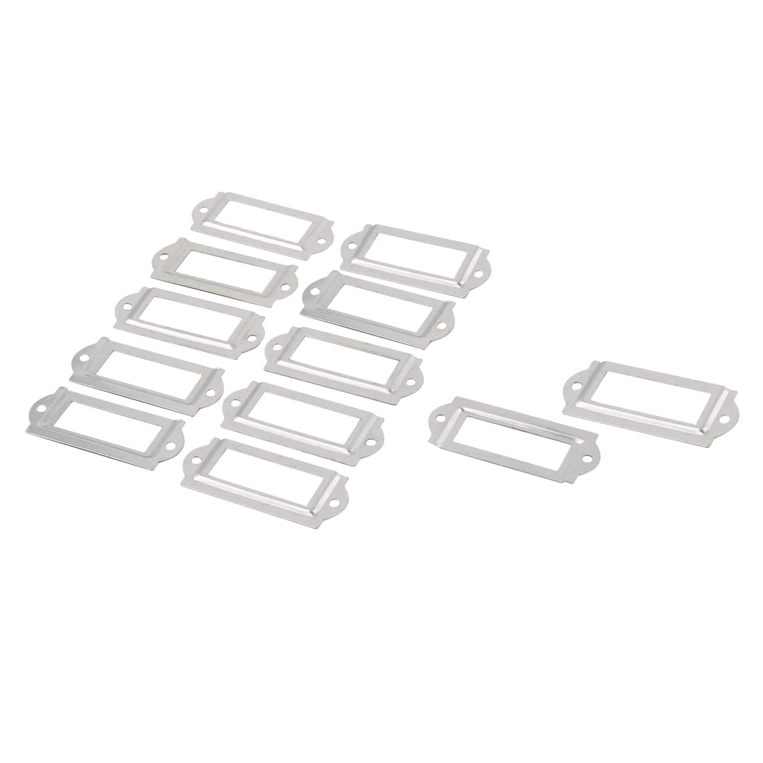 Home Metal Drawer Box Case Tag Label Card Holders Silver Tone 60 x 24mm ...