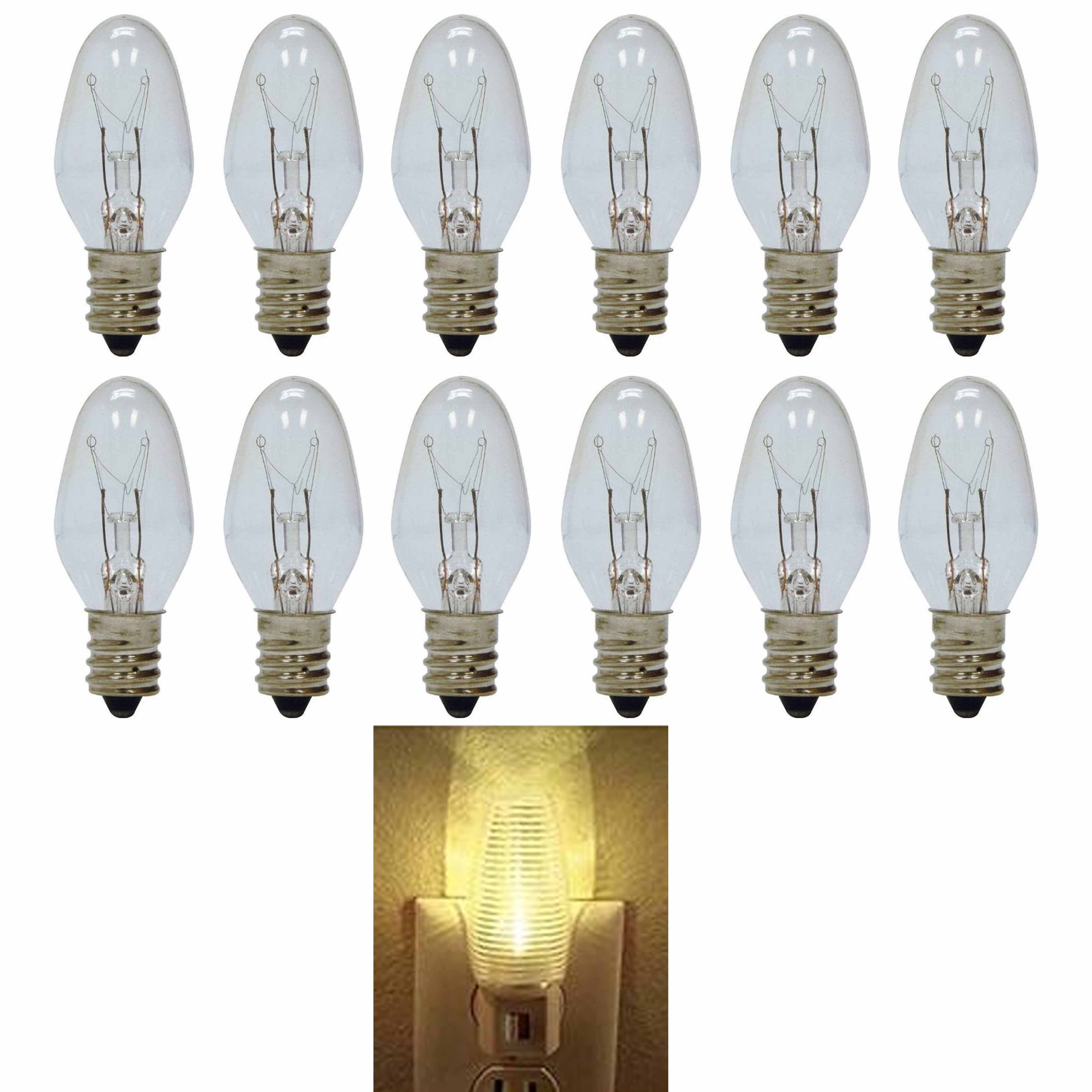 12 Night Light Bulbs Replacement 7 Watt 120V Lighting Clear Lamp ...