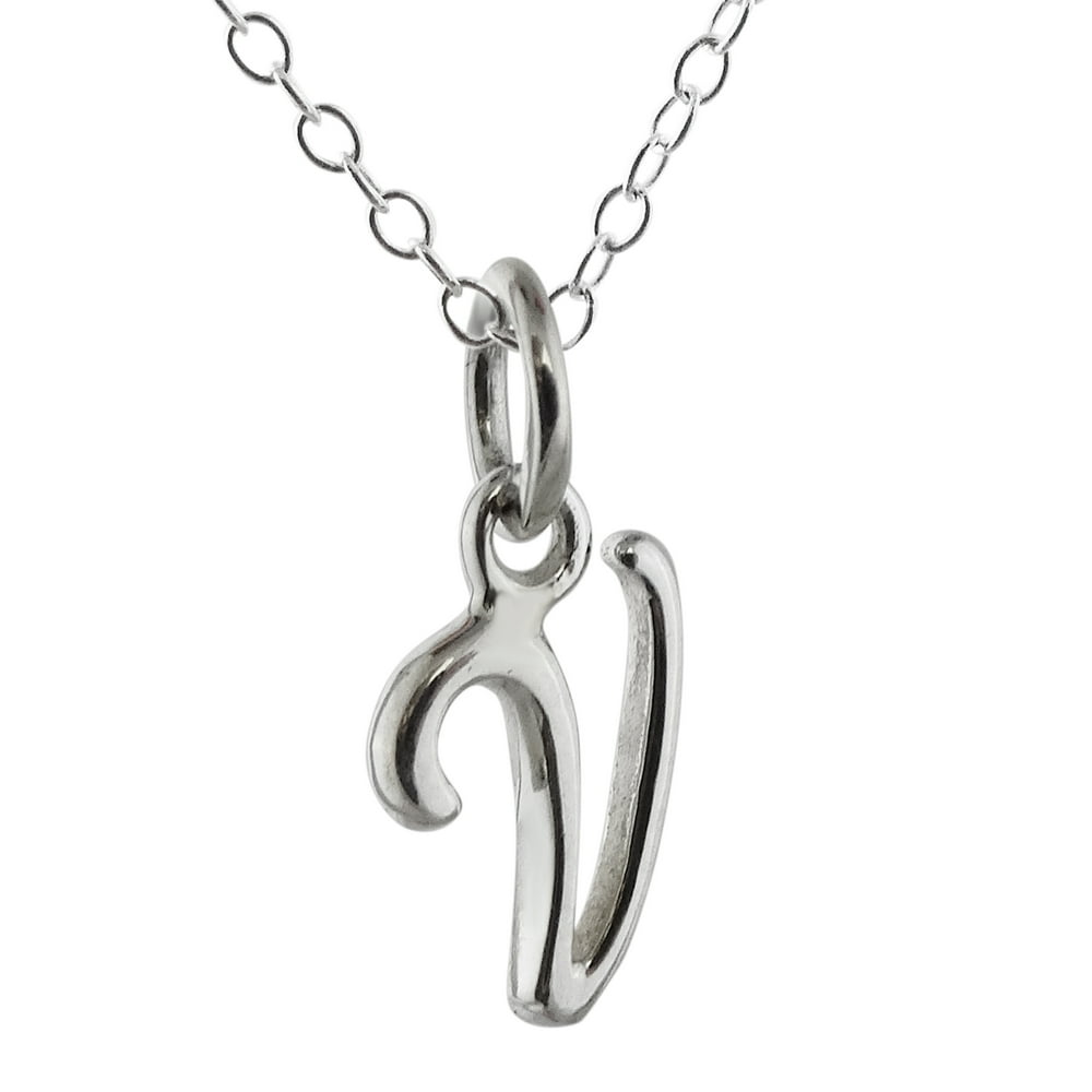 Fashionjunkie4Life - Sterling Silver Tiny Initial Letter V Charm ...