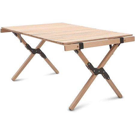 Roll Top Table Folding Wood Table, Portable Folding Picnic Beer Table ...