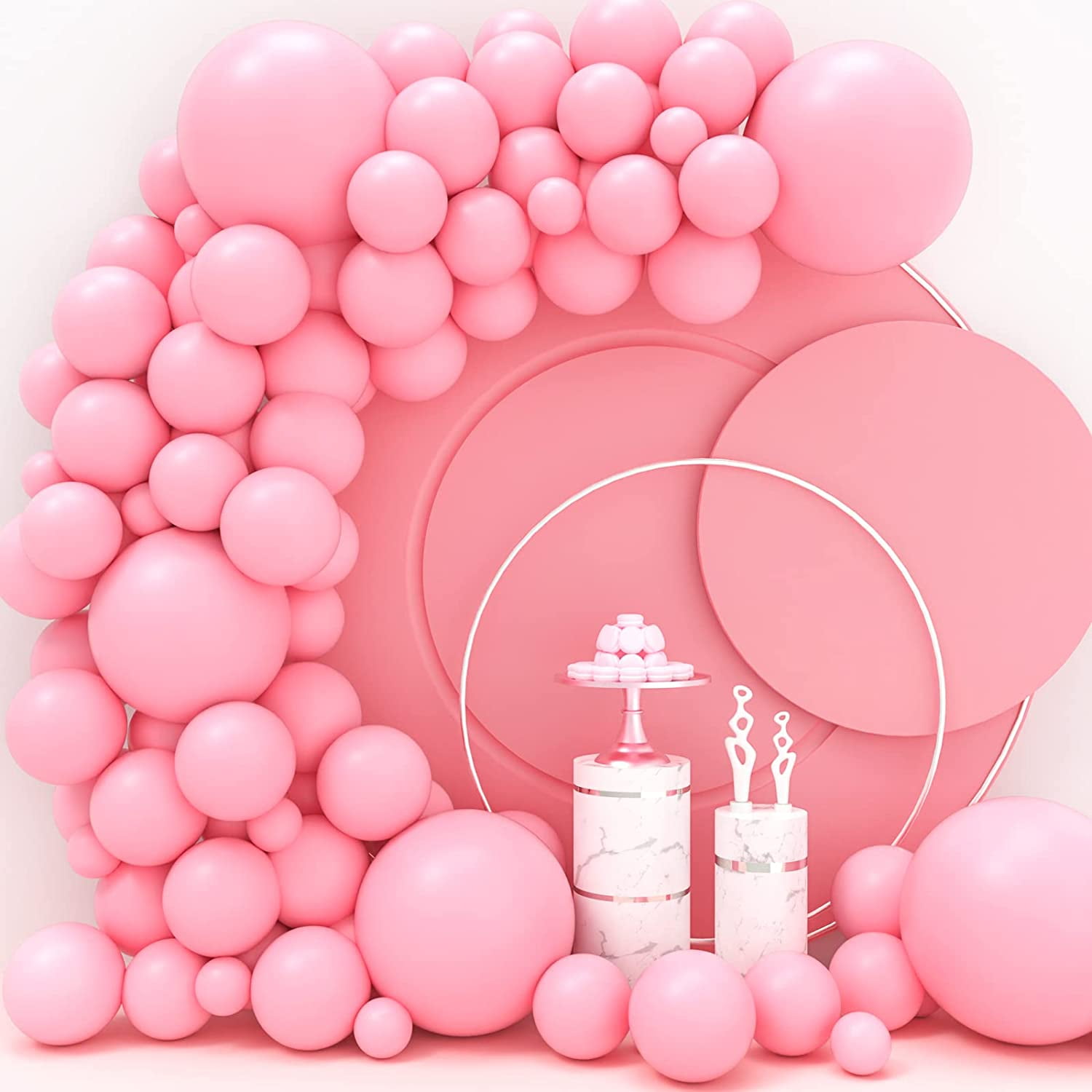 Pink Balloons 110 Pcs Pastel Pink Balloon Garland Different Sizes 5 10 ...