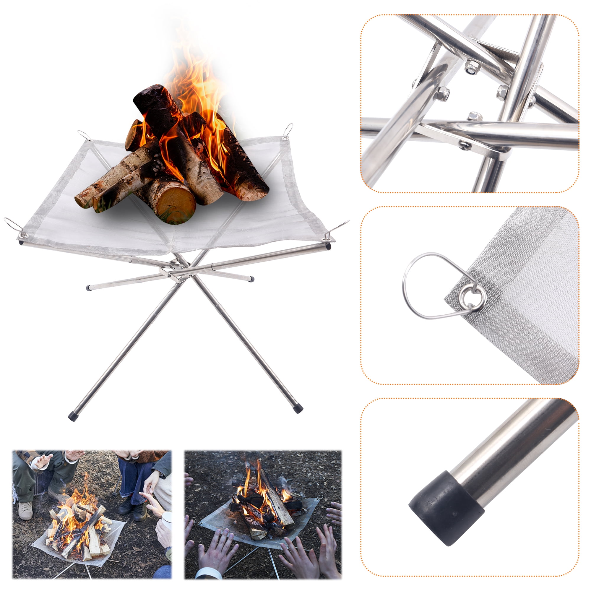 SAYFUT Folding Campfire Grill BBQ Rack, Outdoor Wood Stove Burner ...