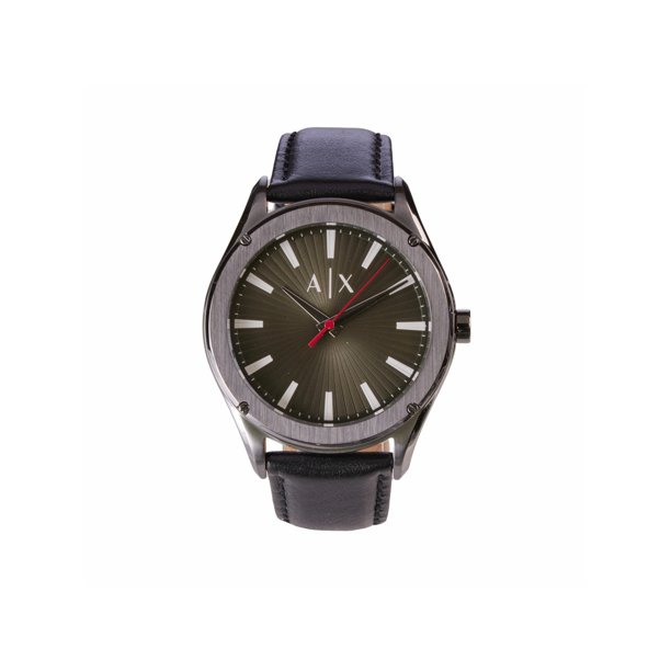 Armani Exchange Mens Fitz AX2806 Grey Leather Japanese Quartz Fashion ...