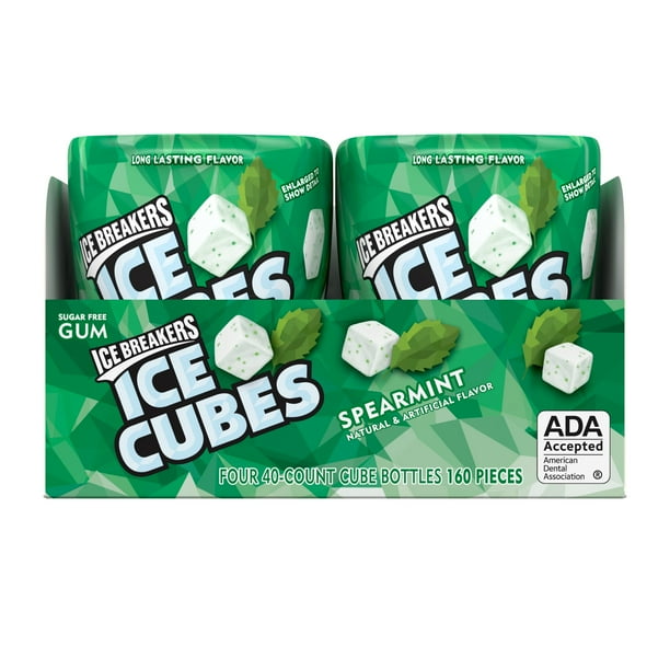 ICE BREAKERS, ICE CUBES, Spearmint Flavored Sugar Free Chewing Gum ...