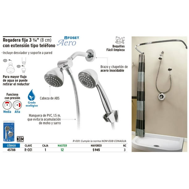 Regadera con extensión tipo teléfono, Aero Foset Regadera con extensión ...
