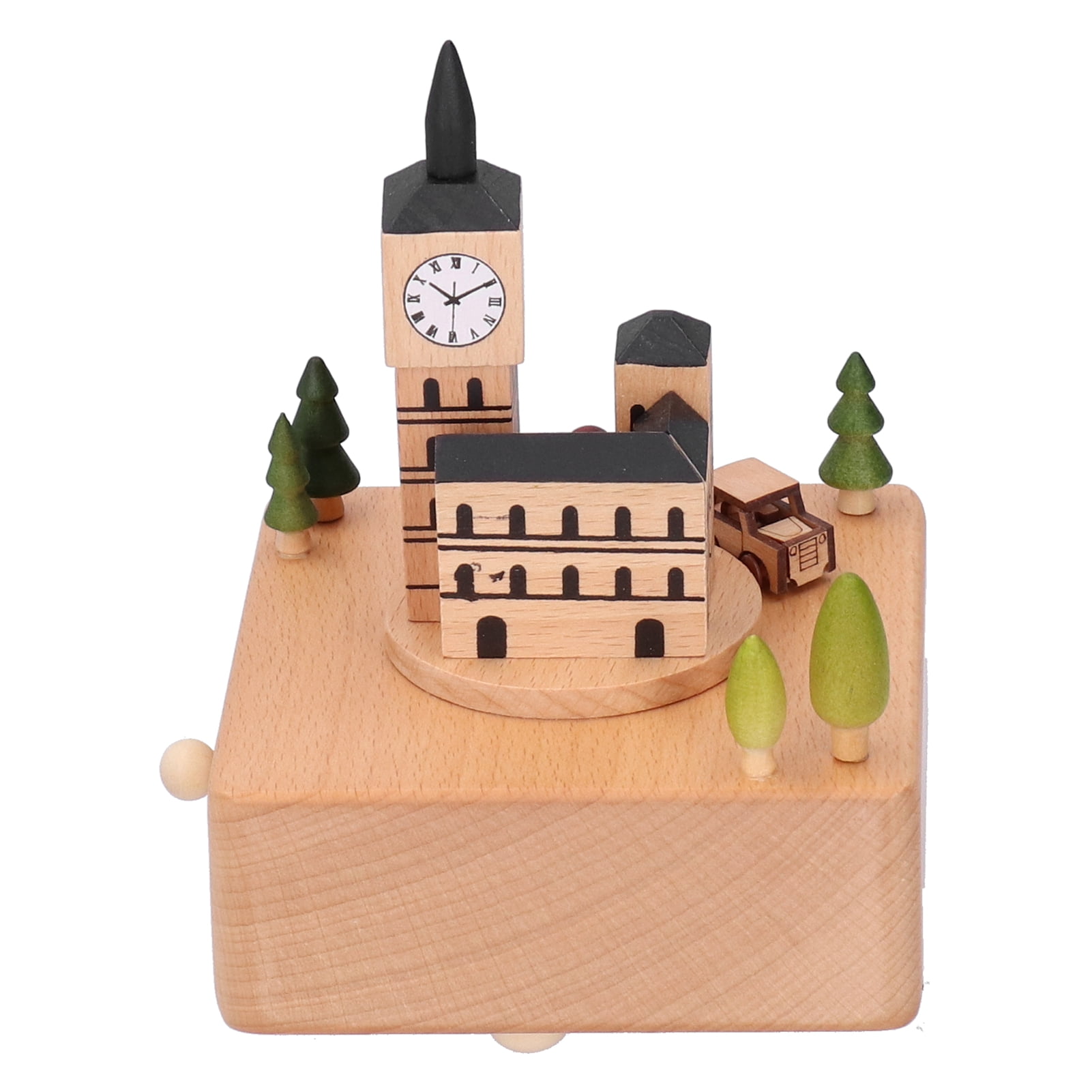 LAFGUR Big Ben Music Box, Wooden Handicraft, Natural Wood Grain Big Ben ...