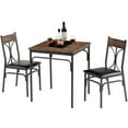 VECELO 3-Piece Dining Table Sets, Wooden Table & PU Cushion Chair for ...