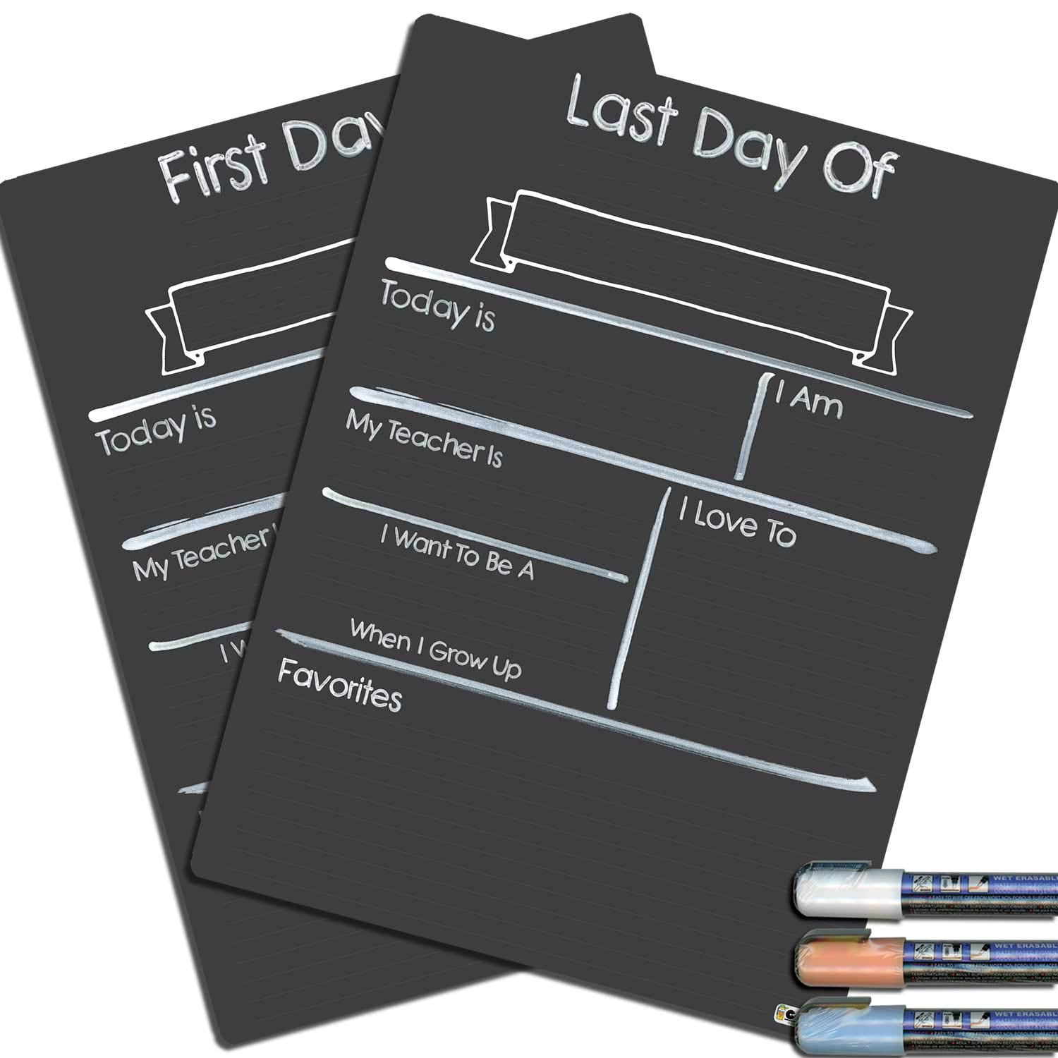 Cohas Simple First and Last Day of School Milestone Chalkboards, 12 by ...