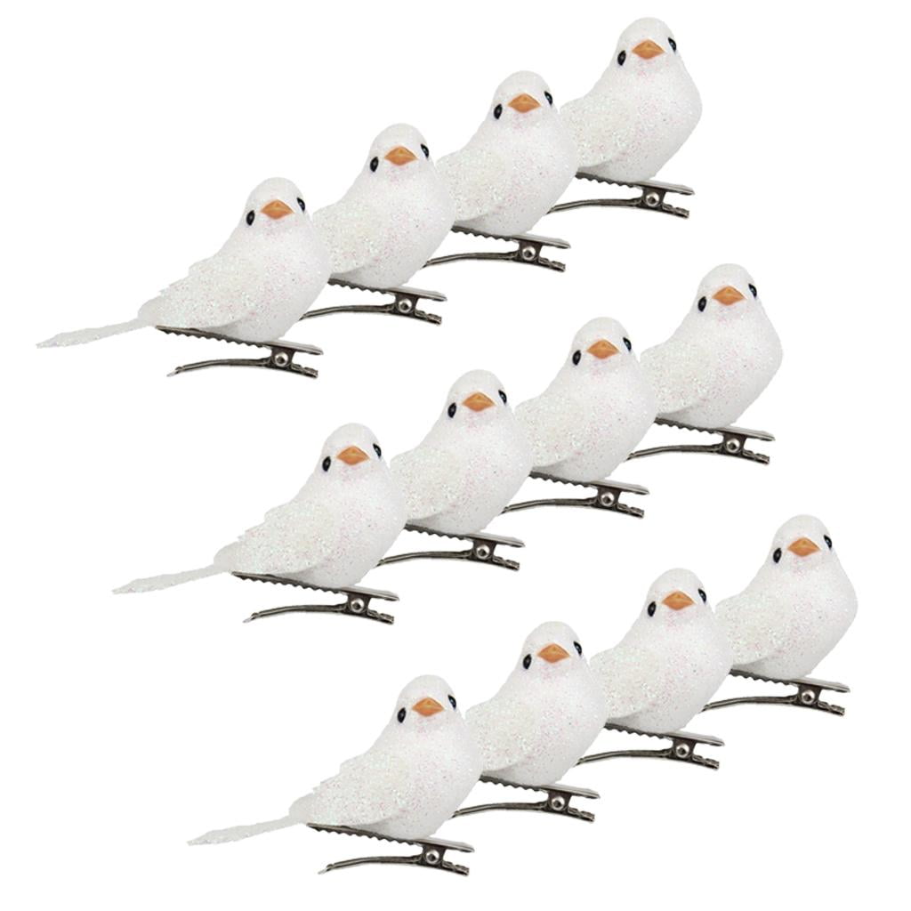 12 Pack Artificial Birds on Clips Feathered Foam Birds for Outdoor ...