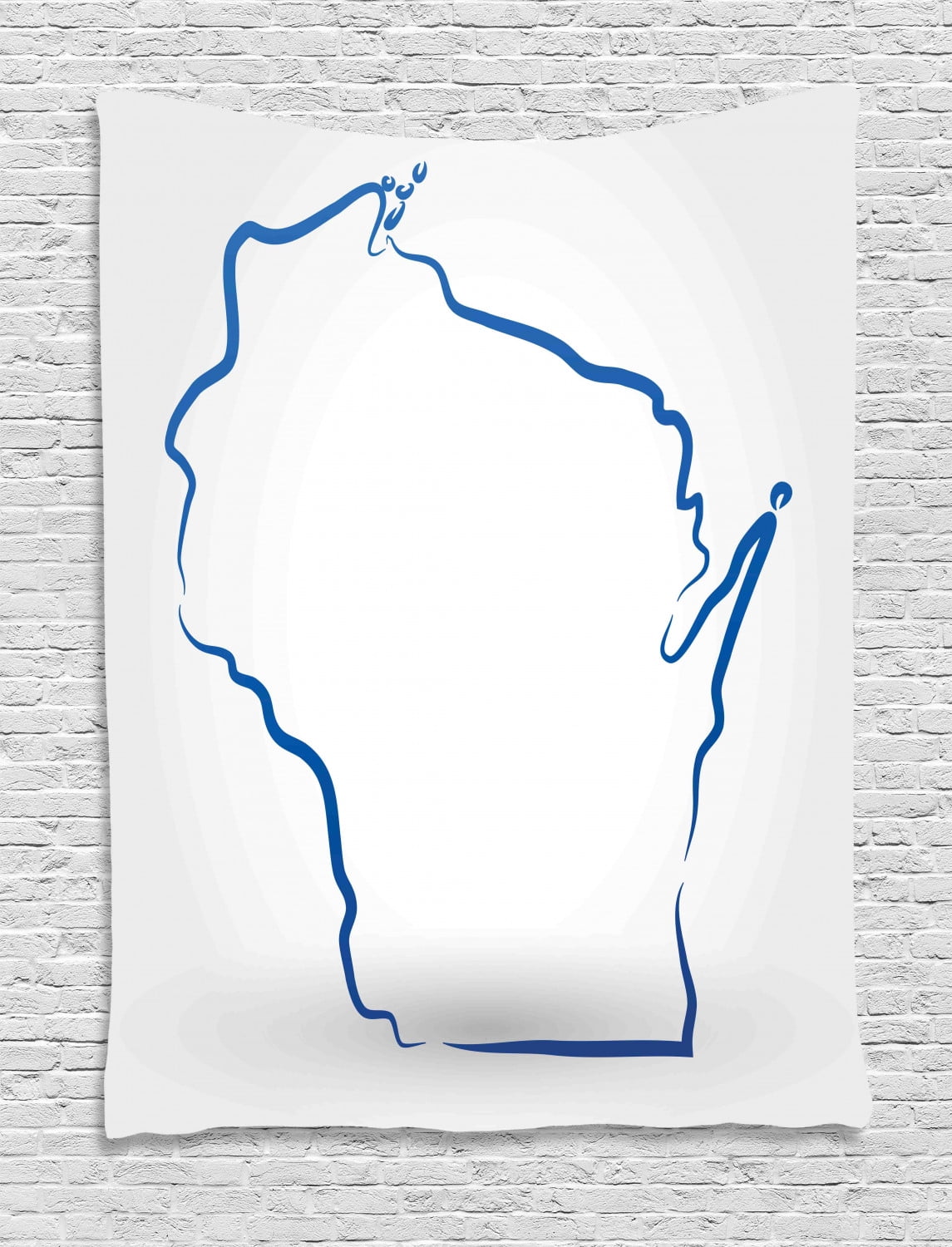 Wisconsin Tapestry, Simplistic Monochrome Outline Stylized Badger State ...