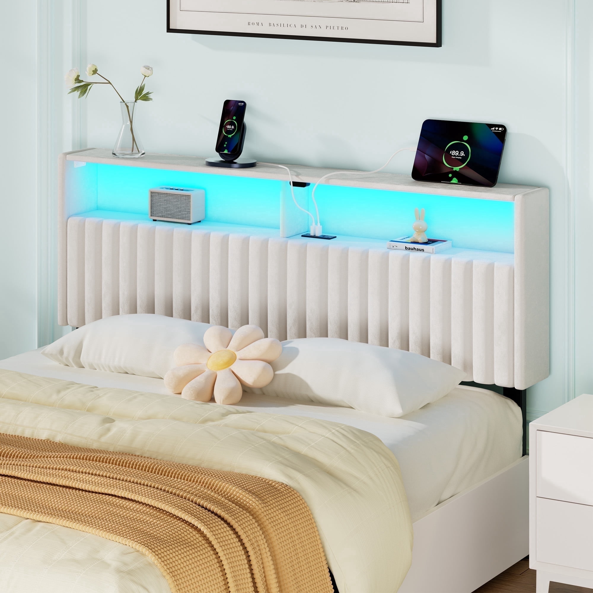 Click here for Greenstell Queen Size Adjustable Storage Headboard... prices