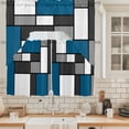 Abstract Blue Grey Kitchen Curtains Swag Valance and Tier Curtains Set ...