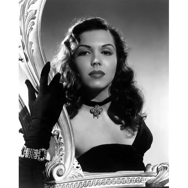 Ann Miller 1940's glamour portrait in low cut black dress & gloves 8x10 ...